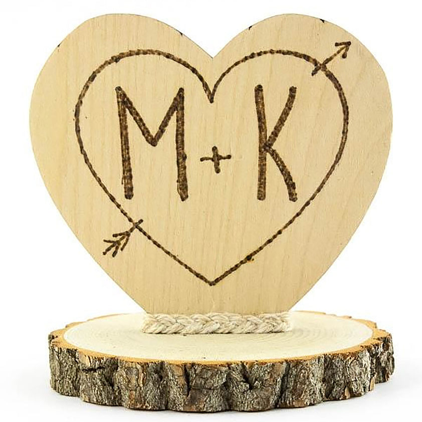 Personalized Cupid's Heart Rustic Cake Topper – Wedding Collectibles