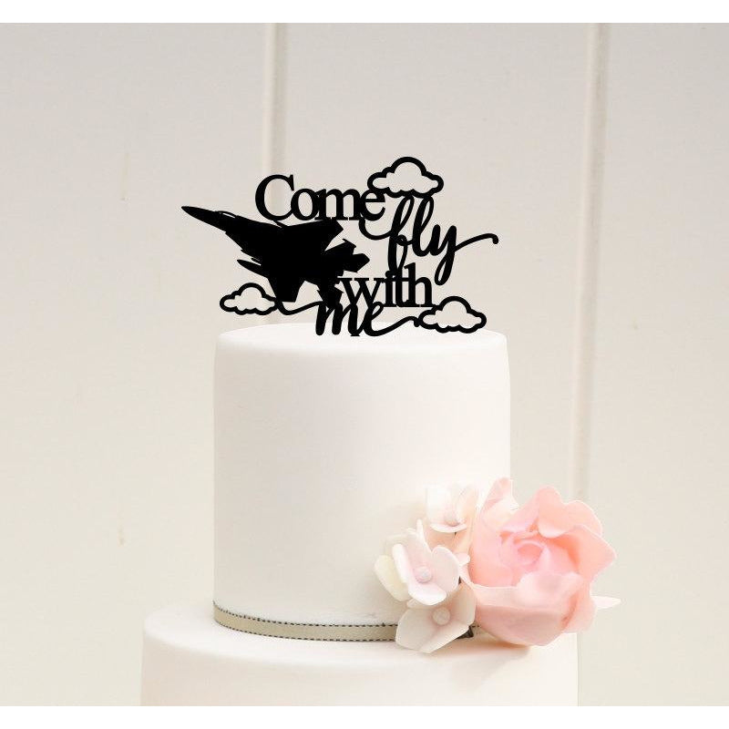 Jet Plane Wedding Cake Topper Fighter Jet Come Fly With Me Cake Topper ...