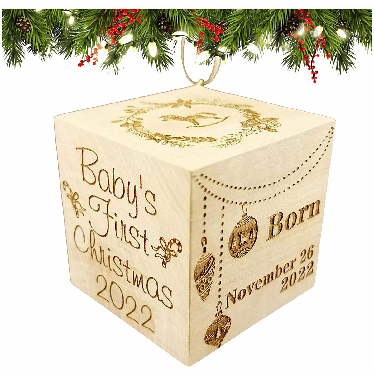 Custom Engraved Wood Baby Birth Block (2”) - Add Personalized Text to ...