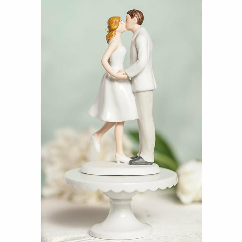 Leg Pop Kissing Couple Wedding Cake Topper - Wedding Collectibles