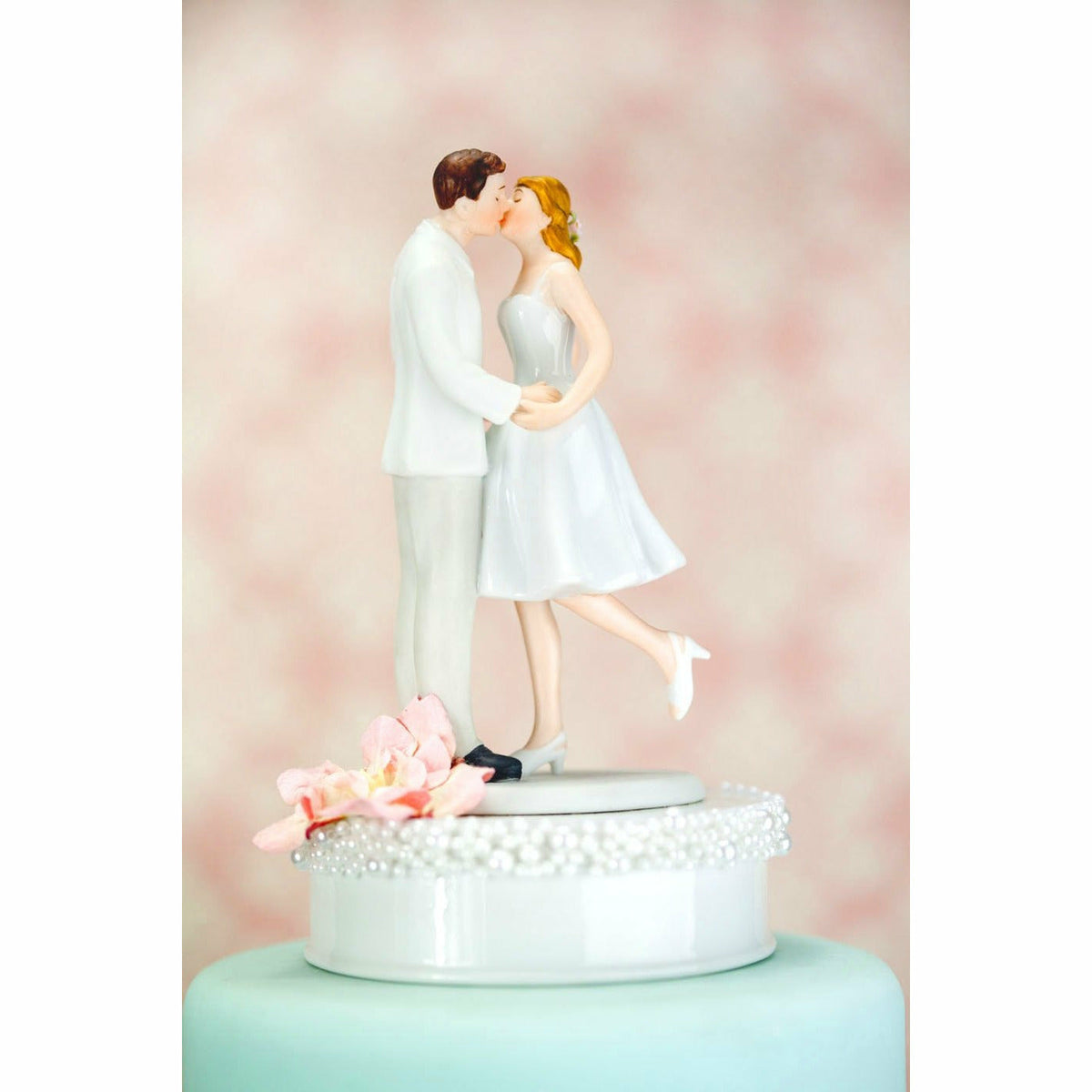 Adorable "Leg Pop" Pearl Accent Cake Topper - Wedding Collectibles