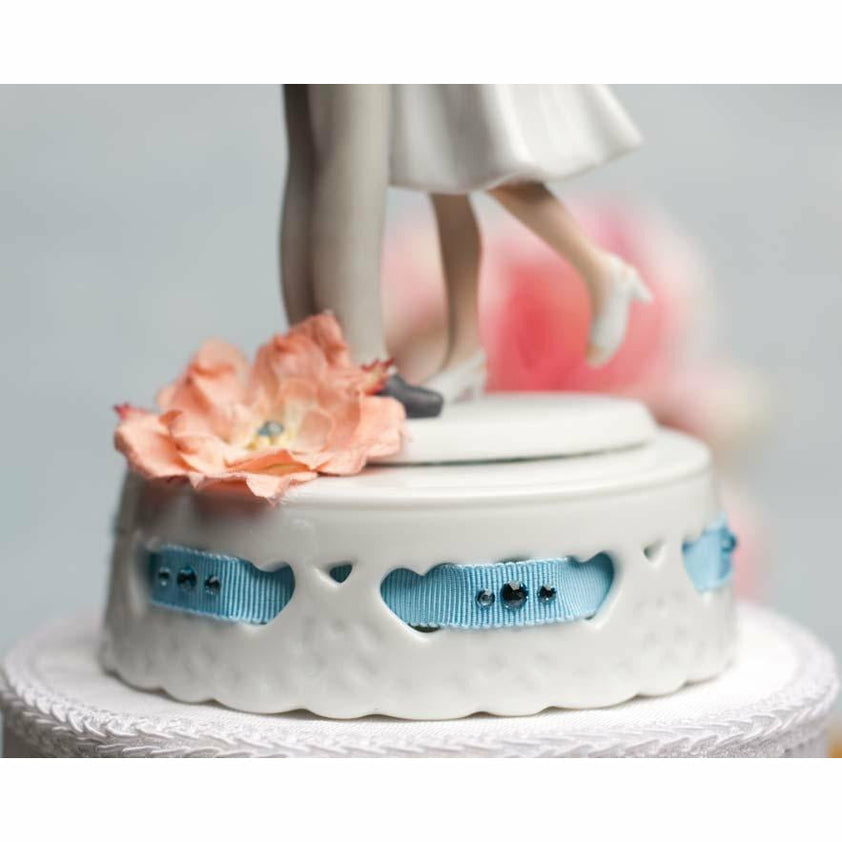 Adorable "Leg Pop" Ribbon Accent Cake Topper - Wedding Collectibles