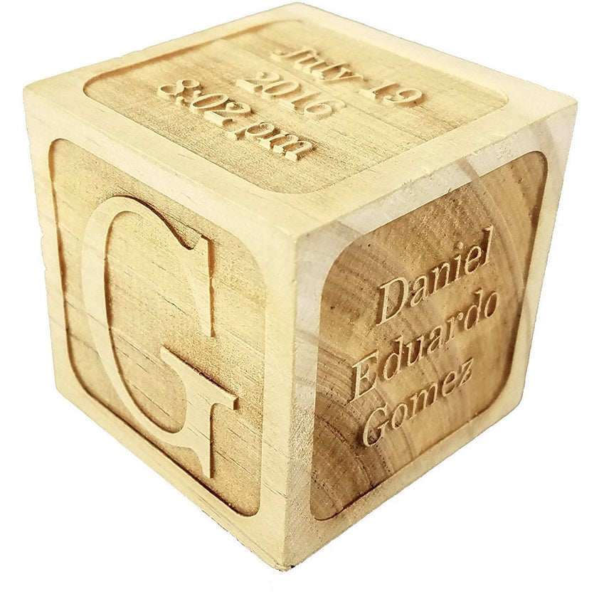 Custom Engraved Wood Baby Birth Block (2”) - Add Personalized Text to ...