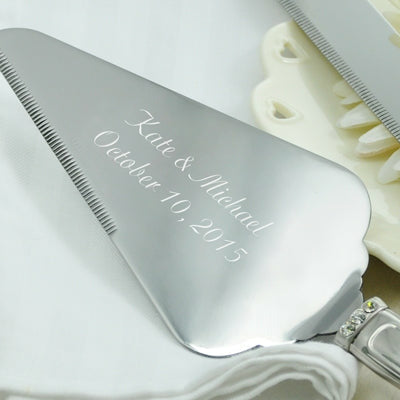 Brushed Rhinestone Cake Server Set - Wedding Collectibles