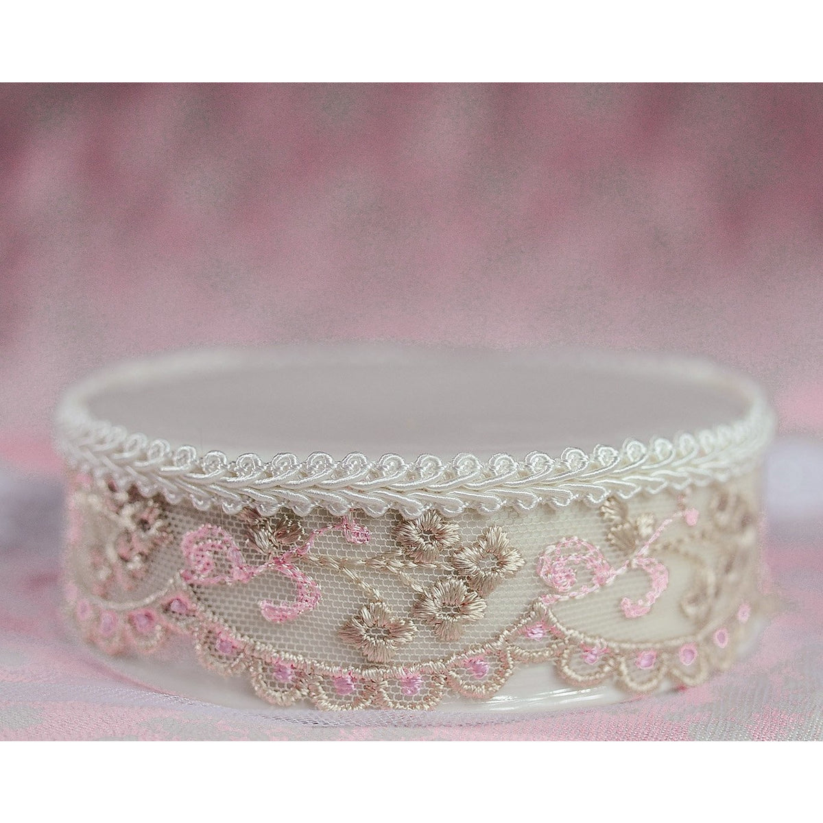 French Pink and Brown Lace DIY Cake Topper Base - Wedding Collectibles