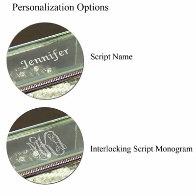 Engraved Beveled Glass Jewelry Box - Wedding Collectibles