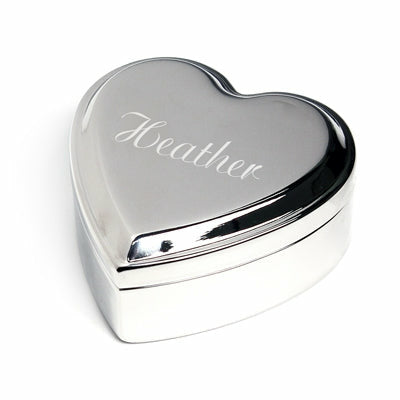 Engraved Silver Heart Keepsake Box - Wedding Collectibles