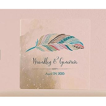 Feather Whimsy Personalized Clear Acrylic Block Cake Topper – Wedding ...