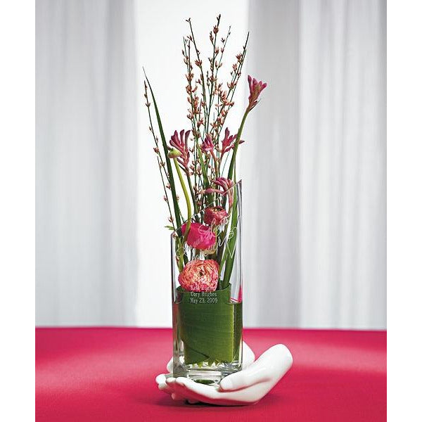 Heart Shaped Glass Memorial Vase with "Loving Hands" Porcelain Base ...