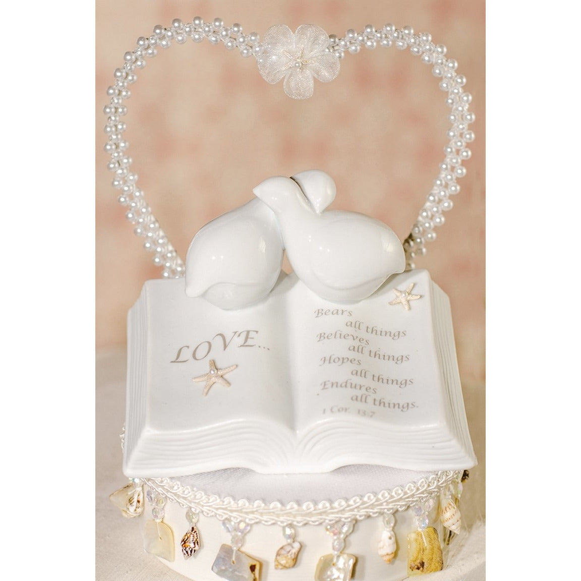 Love Verse Bible Cake Topper with Doves and Starfish Beach Accents ...