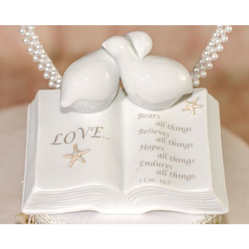 Love Verse Bible Cake Topper with Doves and Starfish Beach Accents ...