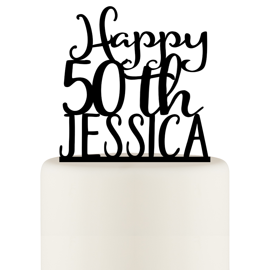 50th Birthday Cake Topper - Happy 50th Cake Topper Personalized with N ...
