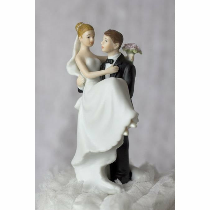 Small Groom Holding Bride Traditional Cake Topper Figurine - Wedding ...