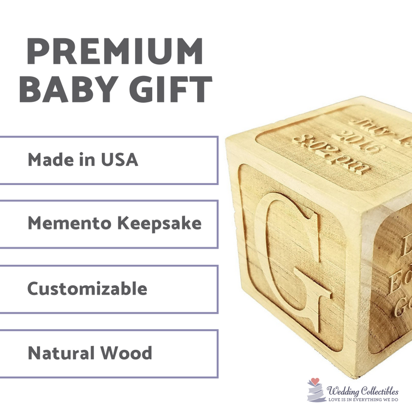 Custom Engraved Wood Baby Birth Block (2”) - Add Personalized Text to ...