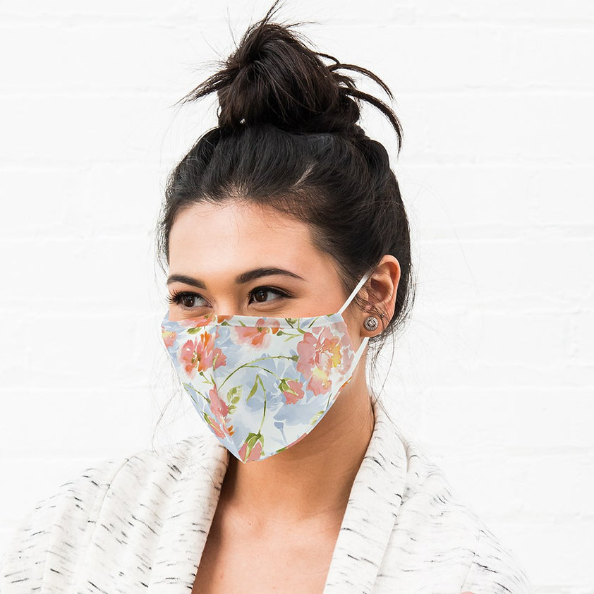 Pastel Floral Print Protective Cloth Face Mask – Wedding Collectibles