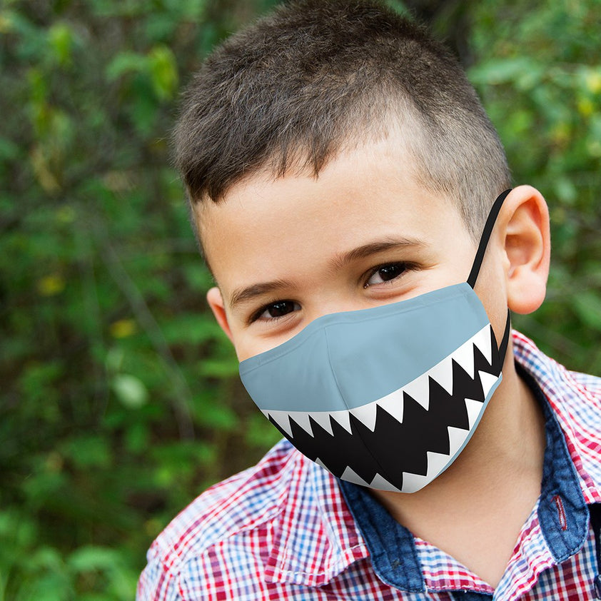 Shark Print Kids Protective Cloth Face Mask – Wedding Collectibles